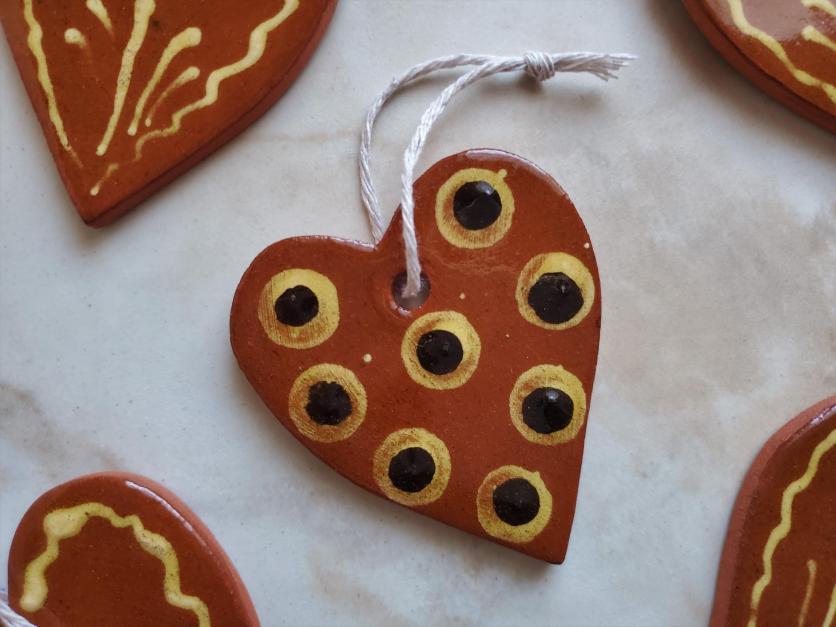 Redware Hearts with Slip Dots | Pied Potter Hamelin & Kulina Folk Art ...